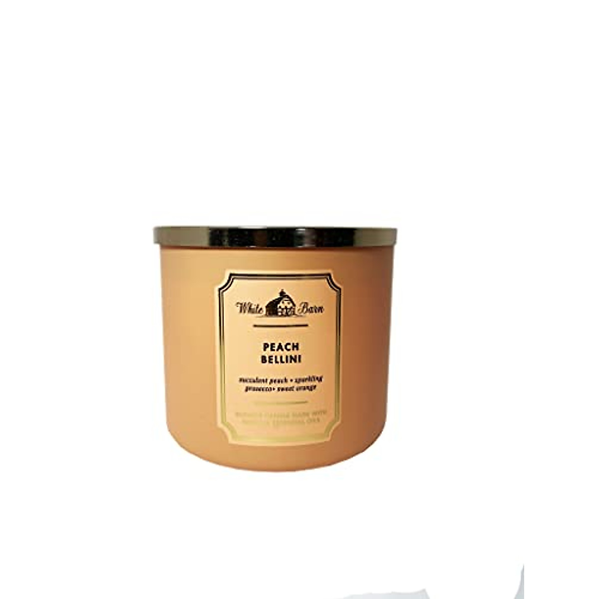 Bath and Body Works White Barn 3 Wick Scented Candle Peach Bellini with Essential Oils 14.5 Ounce
