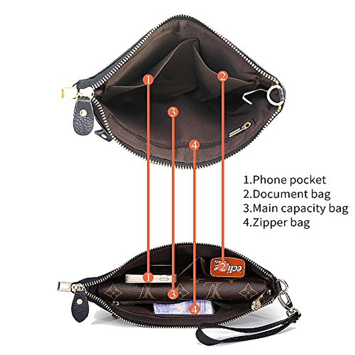 Artwell Genuine Leather Clutch Wallet for Women Wristlet Envelop Small Crossbody Purse Card Shoulder Bag (Black)