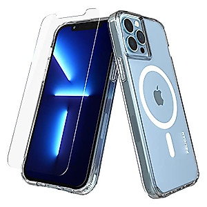 Pelican iPhone 13 Pro Case with Screen Protector [Compatible With MagSafe] [10FT MIL-Grade Drop Protection] Shockproof Phone Cover for iPhone 13 Pro with 9H Tempered Glass, Anti-Yellowing - Clear