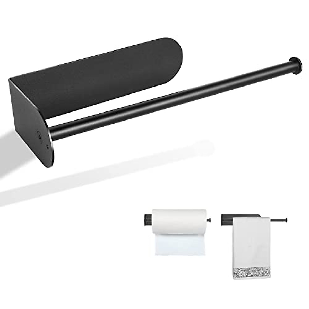 Kitchen Magnetic Stainless Steel Paper Towel Holder for Refrigerator, Grill, Toolbox (Magnetic-30cm-Black-B)
