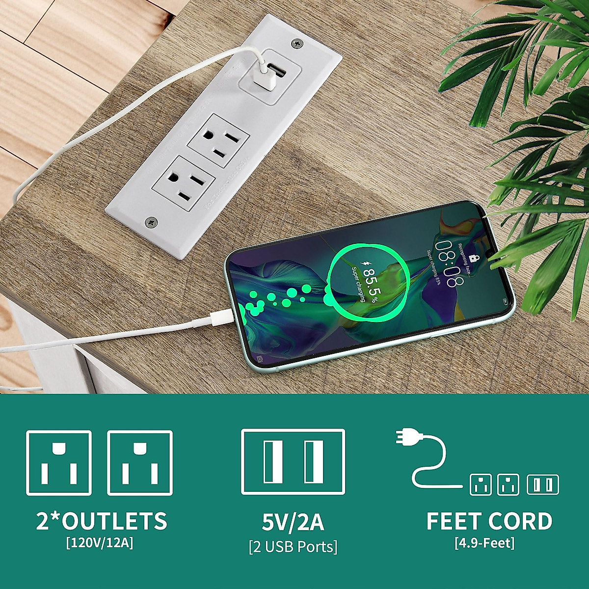 YITAHOME End Table with Charging Station, Narrow Side Table with Storage Shelf, Farmhouse Nightstand with Storage for Small Spaces, Living Room, Bedroom, Grey Wash