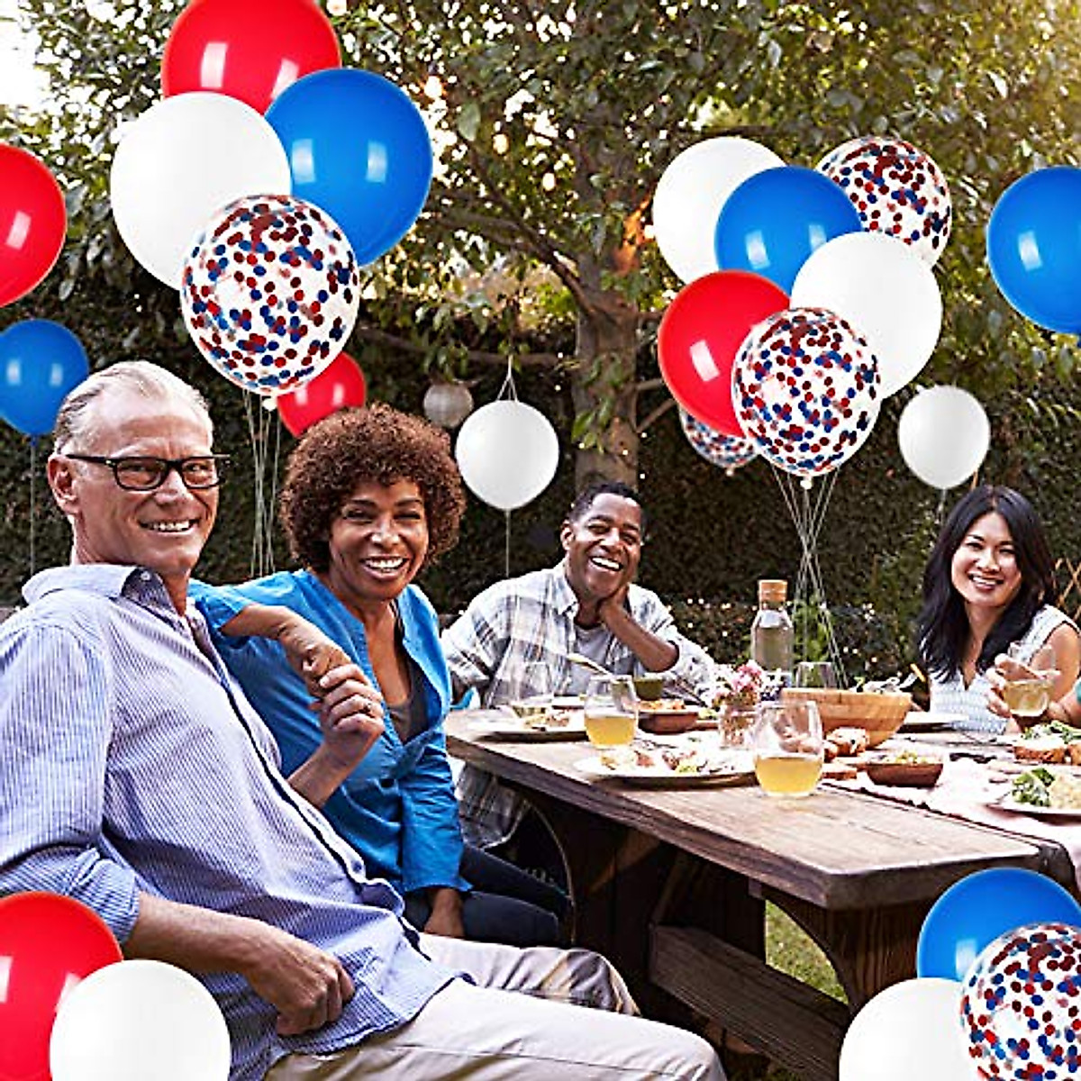 JOYYPOP 80Pcs Red White and Blue Latex Balloons with Confetti Balloons for 4th of July Decorations Independence Day Patriotic Anniversary