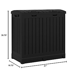 Suncast Dual Trash Hideaway Cabinet for Garbage and Recycle Bags, Discrete Outdoor Trash Cabinet with Concealed Trash Bag Holders, Holds Two 33-Gal. Bags