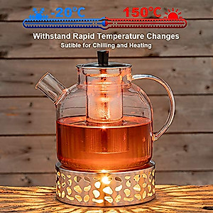 800ml Glass Teapot (2-Pack) with Removable Infuser Ehugos 27OZ Stovetop Safe Small Tea Pot, Blooming and Loose Leaf Hand Crafted Kettle for Women and Adult with Stainless Infuser