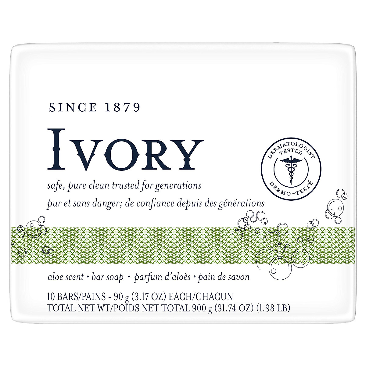 Ivory Bar Soap Aloe Scent, 3.17 Ounce (Pack of 10)