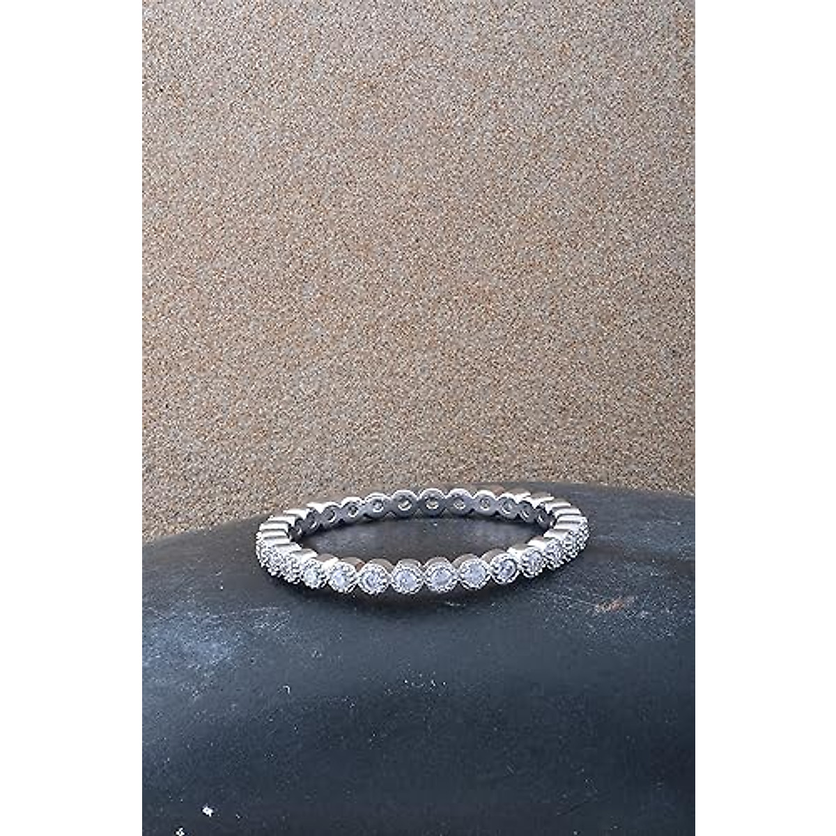 SILVERCLOSEOUT Rhodium Plated Sterling Silver Cz Cubic Zirconia Stackable Womens Eternity Band Promise Ring for Ladies - Size 11