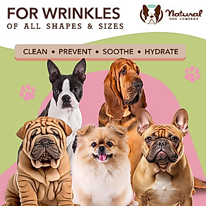 Natural Dog Company Wipes Bundle - (1) Wrinkle Balm Wipes, 50 Count (1) Skin Soother Wipes, 50 Count, Hypoallergenic, Soothing & Deoderizing Wipes for Dogs