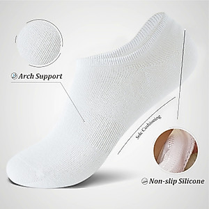 HIGIXCH No Show Socks Women Low Cut Invisible Liner Non slip Athletic Boat Socks 6 Pairs(socks for women size 5-8, White)