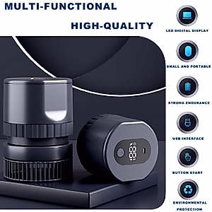 Generic Everjar - Mason Jar Vacuum 2 IN 1 Design Electric Mason Jar Vacuum Sealing Kit, Fully Automatic Suction Stop Food Storage Vacuum Sealer for Wide Mouth and Regular Mouth Mason Jars, Black