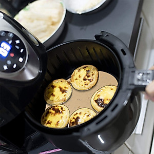 Beasea Air Fryer Round Liners 6 Inch, 200pcs Parchment Paper Unbleached Filter Paper Perforated Parchment Paper Bamboo Steamer Papers for Air Fryer and Steaming Basket