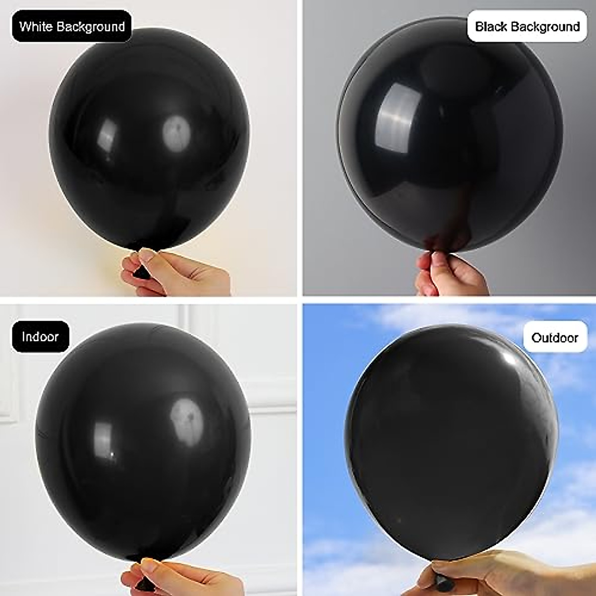 RUBFAC Black Balloons, 146 pcs Different Sizes Pack of 36 18 12 10 5 Inch for Balloon Garland or Balloon Arch as Graduation Wedding Birthday Baby Shower Anniversary Party Decorations