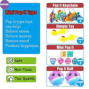 Leeche Premium Pop Party Favors Toys for kids,107PCS Prize Box Toys for All Ages kids,Birthday Party, School Classroom Rewards, Carnival Prizes, Pinata Fillers, Treasure Chest, Goody Bag Fillers