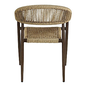 Furniture of America Clark Aluminum Patio Dining Chair in Walnut (Set of 2)