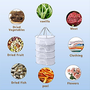Herb Drying Rack Hanging Drying Rack Mesh for Plants Herb Dryer 4 Layer Collapsible Dry Net with Zipper, Hanging Mesh Net for Plants Hanging Drying, Clothes Dry Basket for Fruits, Flowers, Fish, Doll