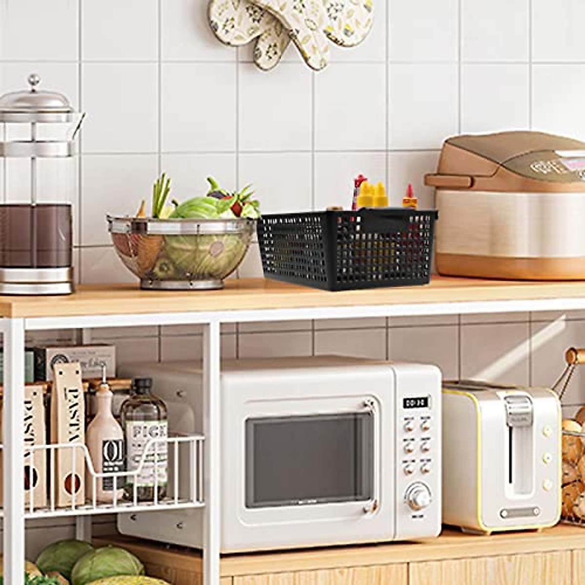 EudokkyNA Large Storage Bins, Plastic Organizer Basket Bins Set of 3