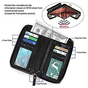 S-ZONE Women RFID Blocking Small Crossbody Cell Phone Purse Bag Vegan Leather Wristlet Wallet