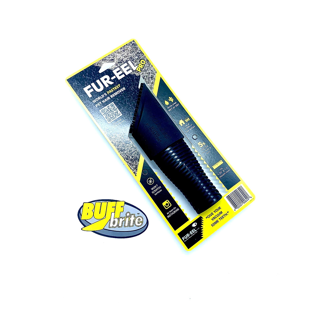 Buff Brite Pet Grooming Tool Fur-EEL FANG PRO Cat & Dog Hair Remover, Black