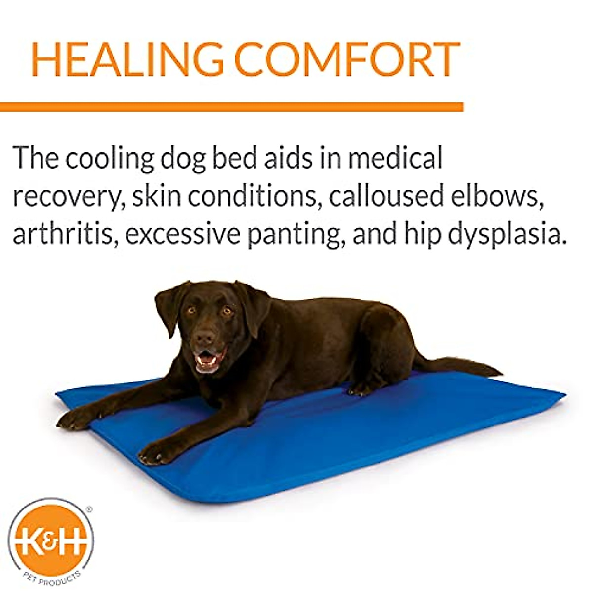 K&H Pet Products Cool Bed III Dog Cooling Mat, Cooling Dog Beds for Large Dogs, Dog Cooling Mat for Dog Carrier, Outdoor Dog Bed Cooling Pad for Dog, Pet Cooling Mat - Blue Large 32 X 44 Inches