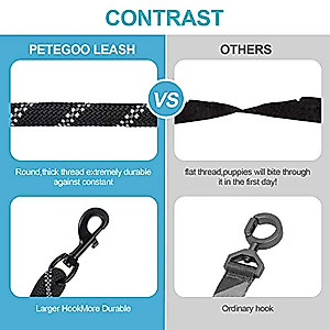 Petmegoo 5ft 1/2in Heavy Duty Black Dog Leash for Large Dogs & Medium Size Dogs - Highly Reflective Heavy Duty Dog Rope Leash with Soft Padded Anti-Slip Handle- for 18-120 lbs Dogs