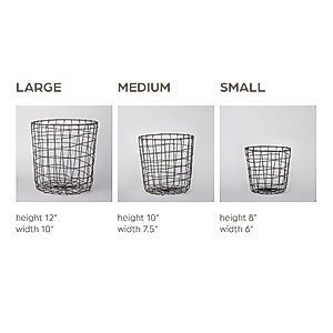 8"D x 6"W x 8"H Wire basket for blankets, kids toys, food and organized pantries. Cool designed metal round storage blanket to this round wire basket to decorate your bedroom and living room