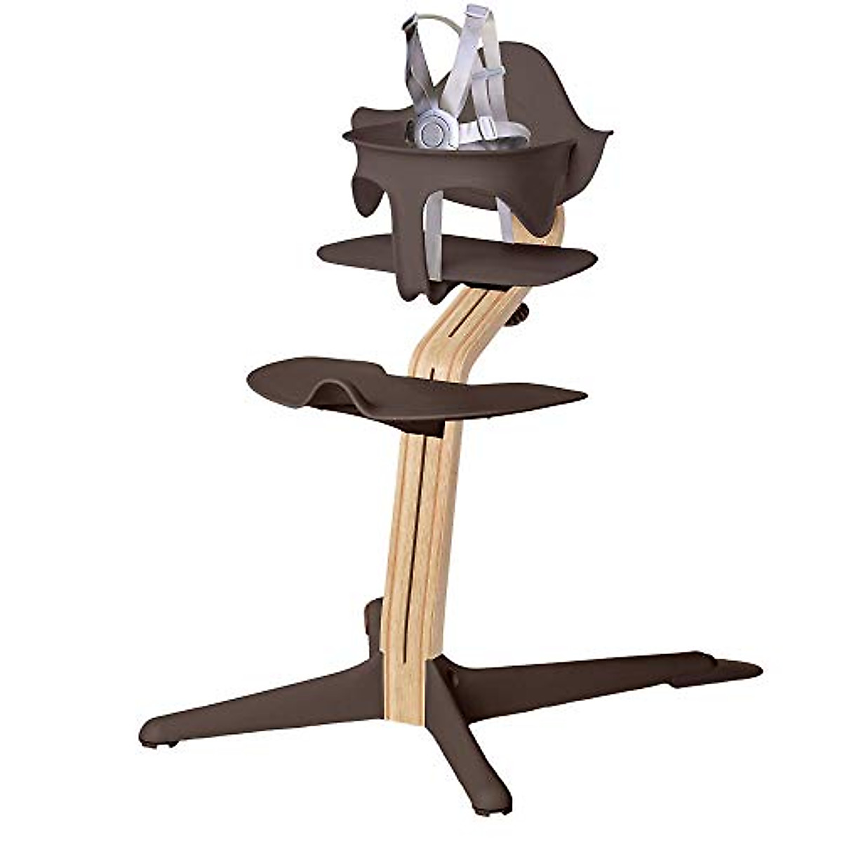 Nomi High Chair, Coffee – White Oak Wood, Modern Scandinavian Design with a Strong Wooden Stem, Baby through Teenager and Beyond with Seamless Adjustability, Award Winning Highchair