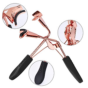 Meetory Eyelashes Accessories Tools - Eyelash Curlers, Fake Eyelashes Applicator Tool & Eyebrow/Fake Eyelashes Scissors(Rose Golden)