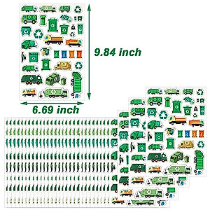ATSMOICY 800+ PCS Garbage Truck Themed Party Decorations Labels Paper Stickers - Rubbish Truck Themed Baby Shower Birthday Waste Management Recycling Party Supplies Decorations Favors Stickers