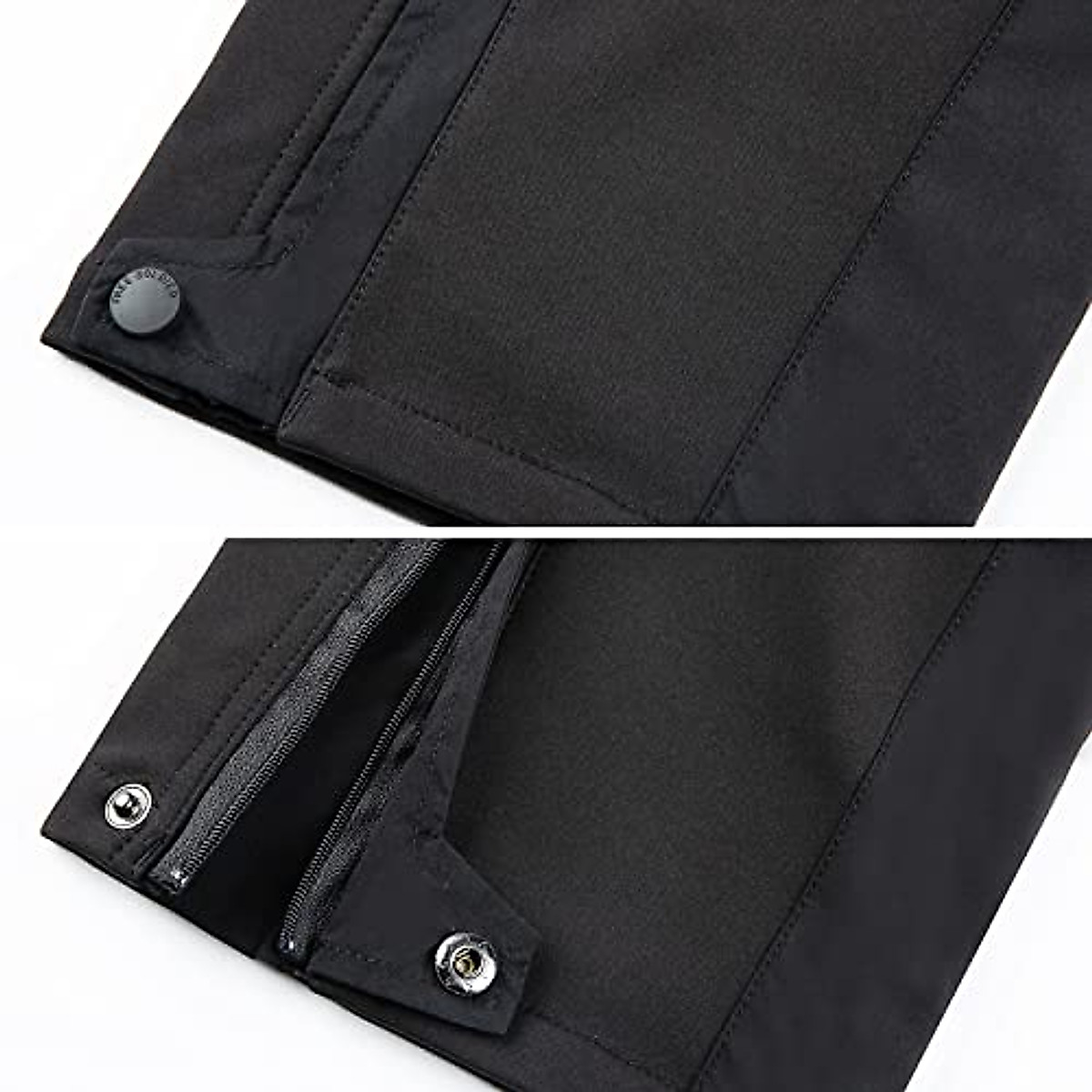 FREE SOLDIER Men's Outdoor Cargo Hiking Pants Water Repellent Softshell Fleece Lined Snow Ski Pants (Black 34W x 30L)