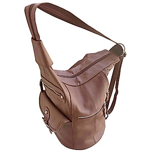 Roma Leathers Concealment Backpack - Premium Brown Cowhide Leather - Dual Entry Gun Compartment - YKK Locks - Metal Zippers - Convertible Straps - Multi Pocket Shoulder Bag - Designed in the U.S.A.