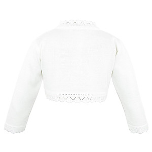 Lilax Little Girls' Knit Long Sleeve Button Closure Bolero Cardigan Shrug 3T Cream