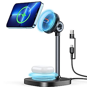 LISEN Magnetic Wireless Charger for iPhone 14 13 12 iPhone Magsafe Charger Fast Charging Station [Never Overheat] 2-in-1 Magnetic Wireless Charging Station Only for iPhone AirPods 2/Pro