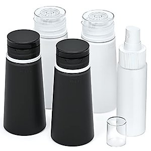Valourgo Leak Proof Travel Size Bottles, TSA Approved Portable Silicone Containers Plastic Spray Bottle for Travel Size Toiletries Refillable Travel Accessories Handy 5 Pieces Travel Kit (3.4 fl. oz)