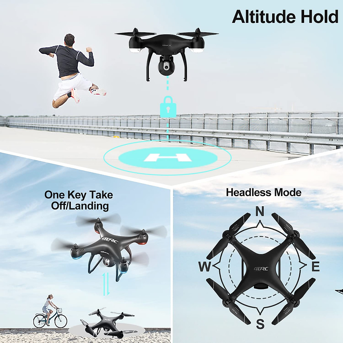 4DRC F1 GPS 4K Drone with Camera for Adults, FPV 5G WiFi FPV RC Quadcopter Beginners,with Auto Return Home, Altitude Hold and GPS Follow Me, Waypoint Fly,2 Batteries, 30 Mins Long Flight,Black