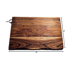 Mountain Woods Large Brown Hand Crafted Live Edge Cutting Board | Serving Tray made Solid Acacia HardWood | Charcuterie Board | Chopping Board for Vegetables, Fruits and Meat | Cheese Board - 18"