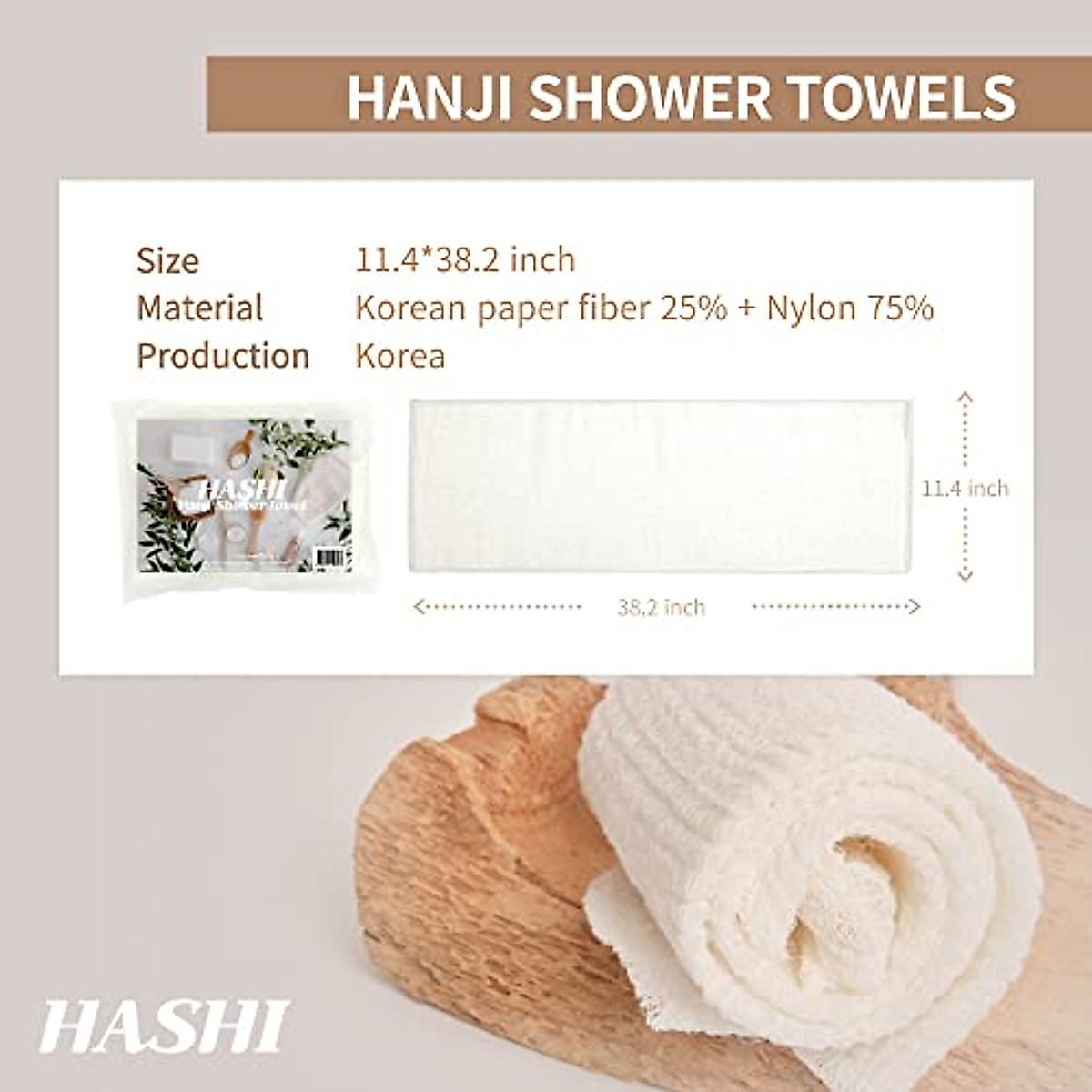 Korean Body Exfoliating Cloths, for Sensitive Skin, Remove Bad Smell Paper Fiber Wash Scrubber, ECO-Friendly Washcloth, Clean Shower Towels, Sponge, Loofah Scrub for Back, (11.4 x 38.2 Inches) HA SHI
