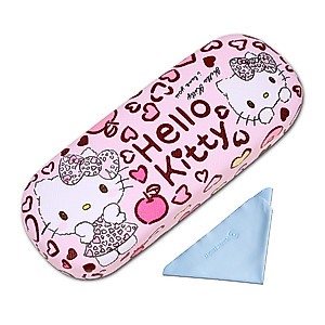 PERFECTSIGHT Hard Shell Eyeglasses Case, Floral Protective Glasses Case, Fabric or PU Leather Eyeglass Case for Women Girls (Kitty)