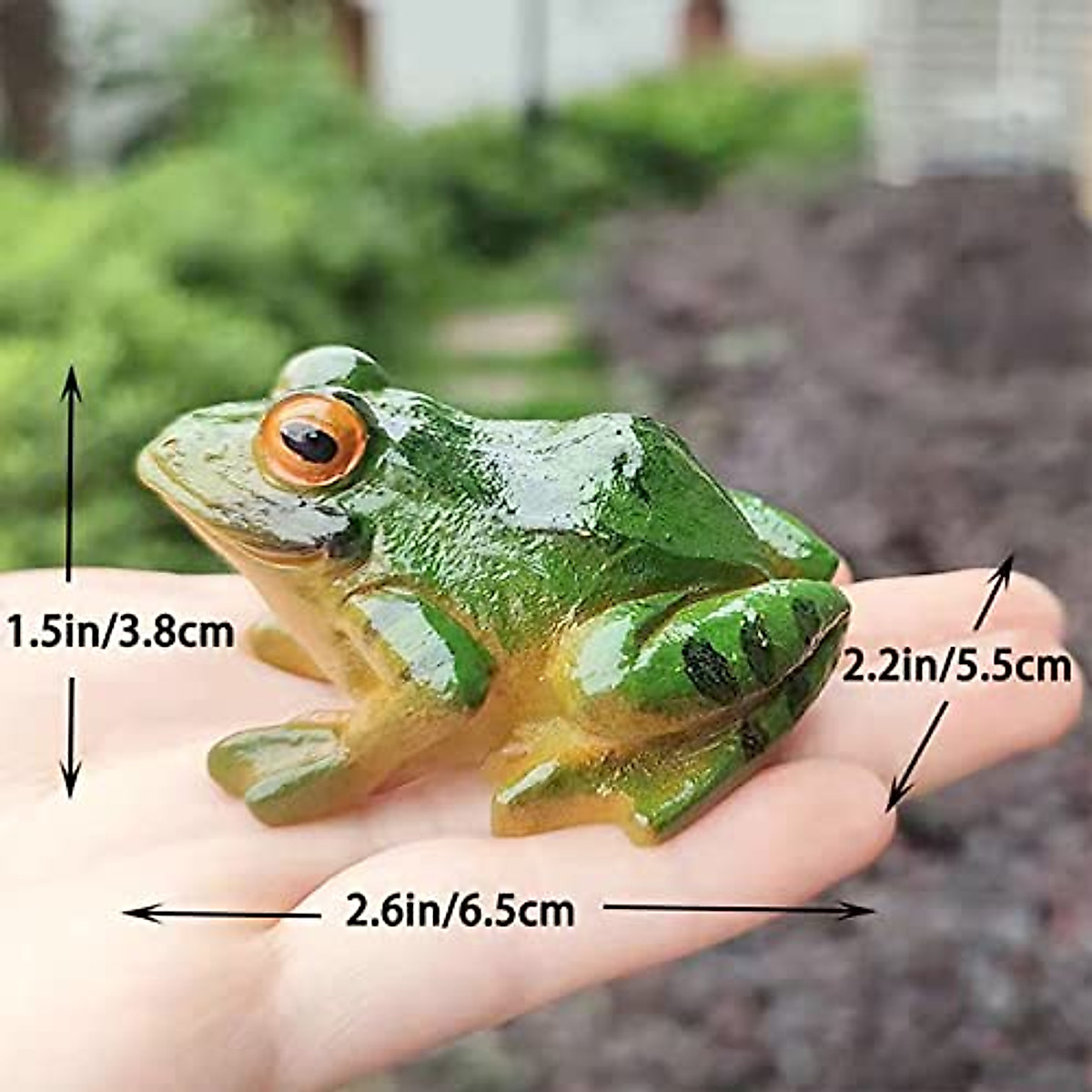 2 Pcs Frog Statues Miniature Simulation Small Animal Resin Sculpture Patio Lawn Yard Terrace Micro Landscape Fairy Garden Fish Tank Accessories Indoor and Outdoor Mini Decorative Ornaments (frog)