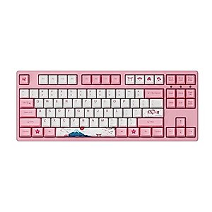 Akko TKL Wired Gaming Mechanical Keyboard, Programmable with OEM Profiled PBT Dye-Sub Keycaps and N-Key Rollover, Tokyo 87-Key Pink Keyboard for PC/Laptop/Mac (Cream Yellow Switch)