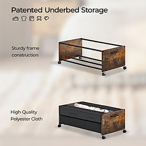 FOUCSSOMEI Under Bed Storage with Wheels, Under Bed Drawers On Wheels, Rolling Under Bed Storage with Metal Frame, for Clothes Shoes Blanket Toys, Patented Design