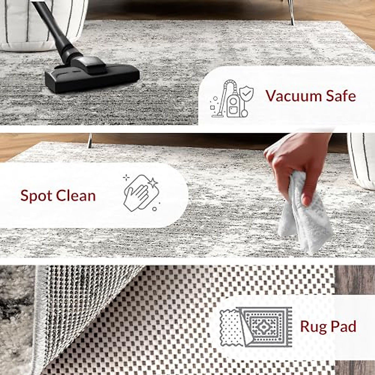 nuLOOM Deedra Modern Abstract Area Rug - 2x3 Accent Rug Modern/Contemporary Grey/Ivory Rugs for Living Room Bedroom Dining Room Entryway Kitchen