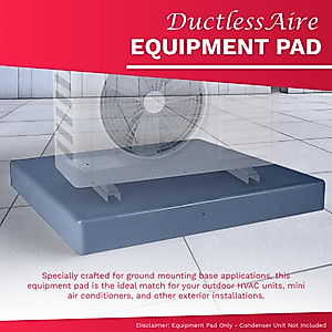 DuctlessAire Equipment Pad - Ductless Mini Split Air Conditioner Heat Pump Condenser Pads - Anti-Slip Outdoor Ground Mounting Base for HVAC Unit - Outdoor Condenser Unit Pad (18"D x 38"W x 3"H)