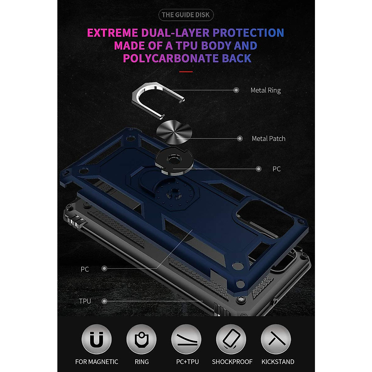 ADDIT A71 5G Case, Samsung Galaxy A71 5G Case [ Military Grade ] 15ft. Drop Tested Protective Case with Magnetic Car Mount Ring Holder Stand Cover for Samsung Galaxy A71 5G - Blue