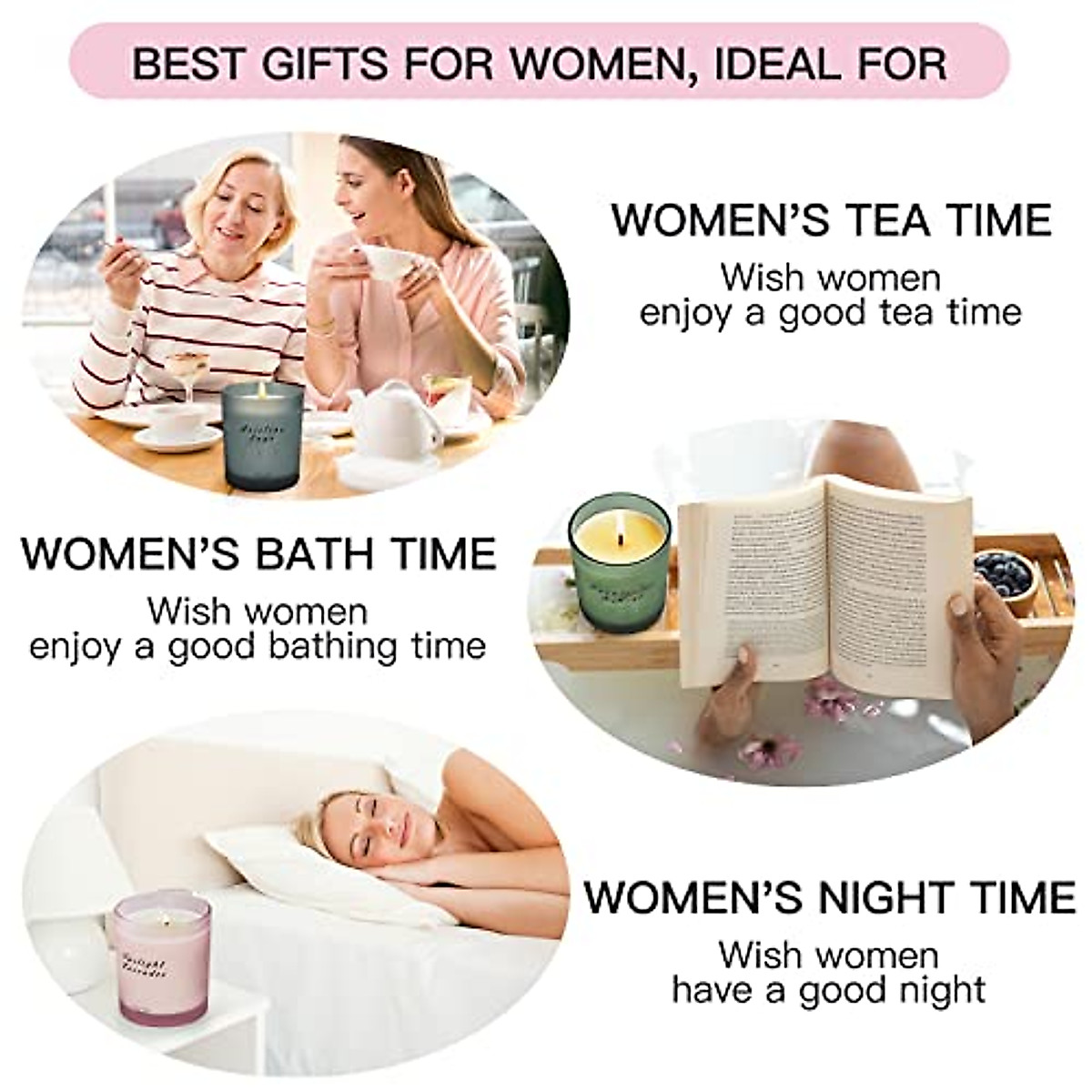 3 Pack Candles, Sage Candles for Home Scented, 36 OZ Aromatherapy Candles Gifts for Women, 210 Hour Long Lasting Jar Candles for Mothers Day Gifts Birthday Mom Thanksgiving Day Present