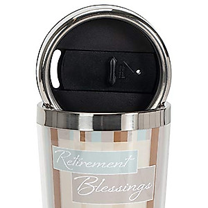 Dicksons Retirement Blessings Brown Stripes 16 Oz. Stainless Steel Insulated Travel Mug with Lid