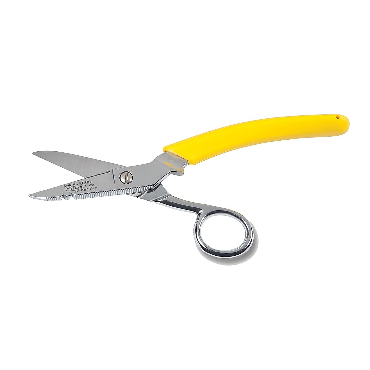 Miller 925CS-ERGO Ergonomic Metal Electrician Splicing Scissors with Scraper and File, Easily Portable Electrician Scissors for Working Technicians,