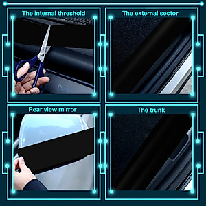 Marsui 3 Rolls 67 ft Matte Black Vinyl Wrap for Car, Includes Matte Adhesive Vinyl Tape for Chrome Delete, Window & Door Protection(2" x 32.8Ft, 2.8" x 16.4Ft, 4" x 16.4Ft)