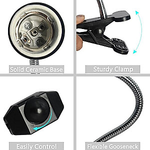 Yecherate (2bulbs Included) Reptile Heat Lamp Reptile Light with Holder&Switch, UVA UVB Reptile Lamp Adjustable with Fixture for Lizard Turtle Snake Amphibian&Aquariaum Accessories