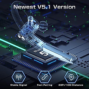 TEIMO Bluetooth Headset, Bluetooth Earpiece with 400mAh Charging Case 55H Playtime, V5.1 Hands-Free Wireless Earphones Built-in Mic for Driving/Business/Office, Compatible for iOS/Android Cellphone