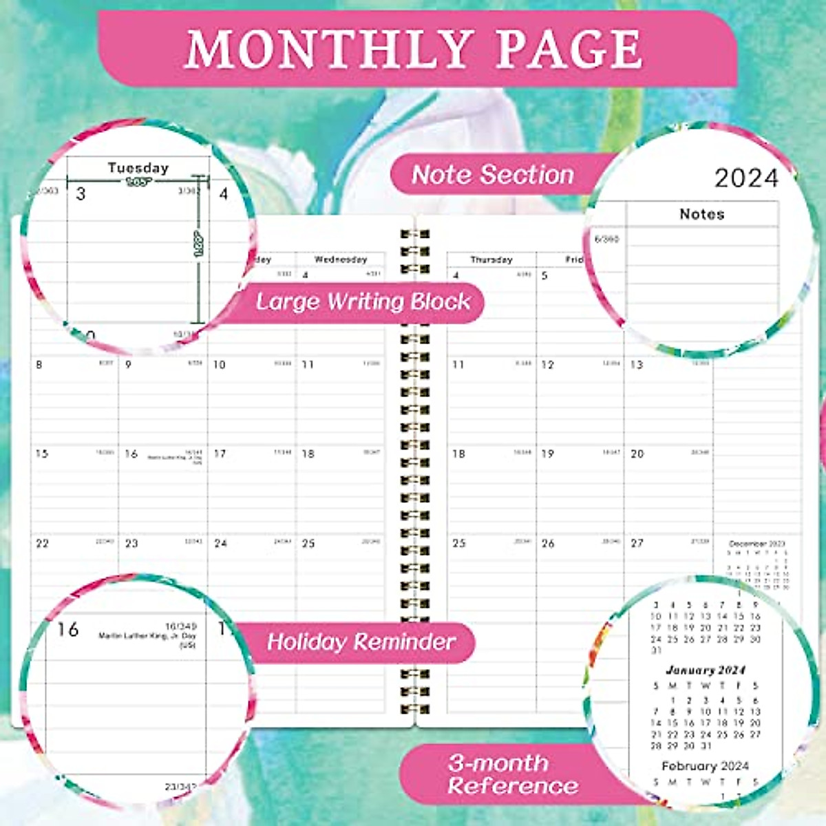 Planner 2023-2024 - July 2023-June 2024, Academic Planner 2023-2024, Weekly & Monthly Planner, 8" x 10", 2023-2024 Planner with Twin-Wire Binding, Thick Paper, Check Boxes, Printed Monthly Tabs,