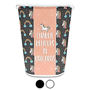 RNK Shops Unicorns Waste Basket - Single Sided (White) (Personalized)